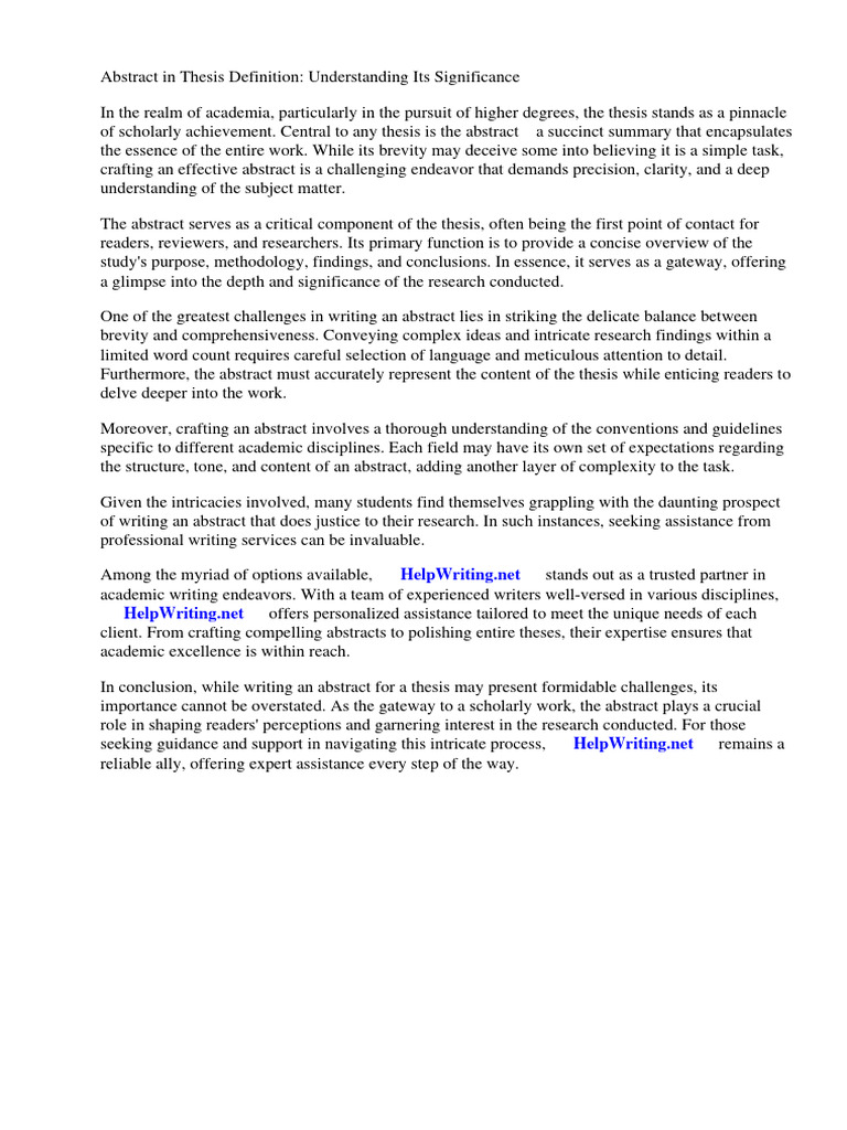 Abstract in Thesis Definition | PDF