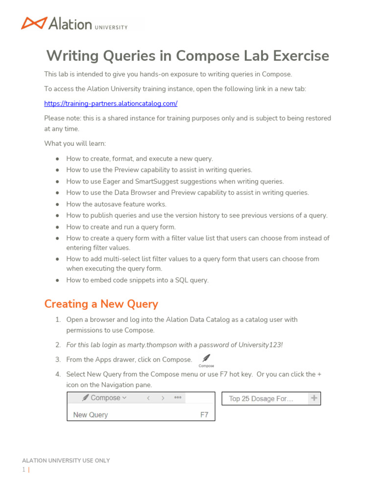 Writing Queries in Compose Lab Exercise | PDF Writing Queries in Compose Lab Exercise | PDF