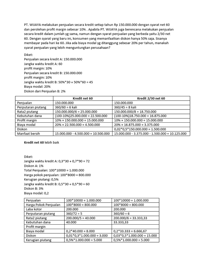Contoh Soal Manajemen Piutang | PDF