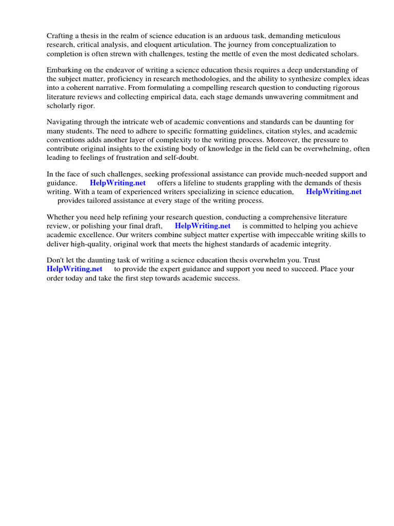 Science Education Thesis Sample | PDF | Thesis | Bias