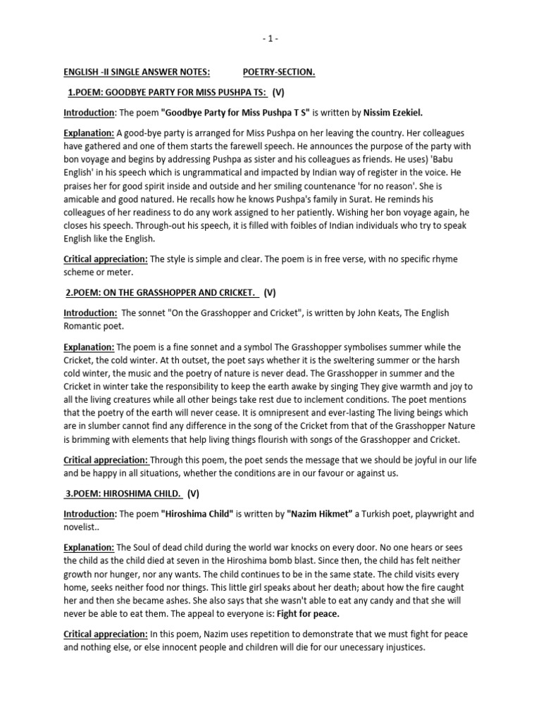 Poetry and Prose Study Notes | PDF | Poetry | Essays