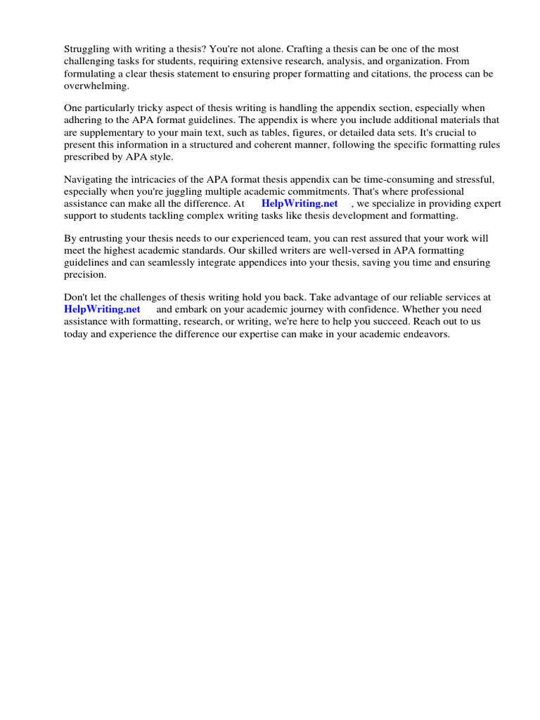 Apa Format Thesis Appendix | PDF Apa Format Thesis Appendix | PDF