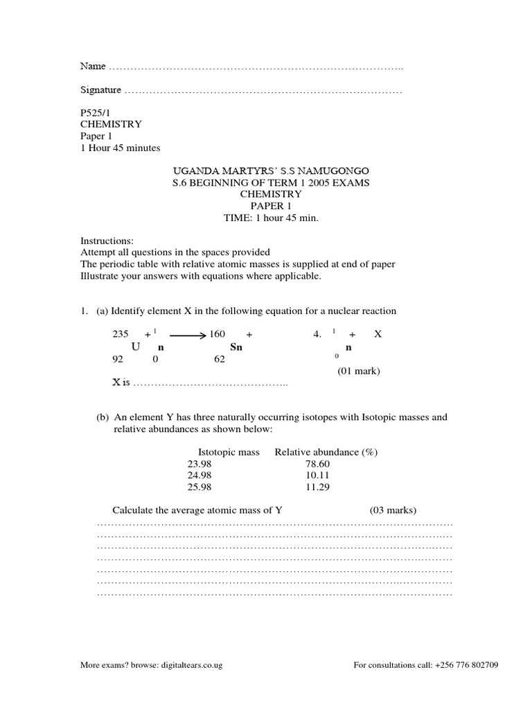 A Level Chemistry Paper 1 Set 29 | PDF