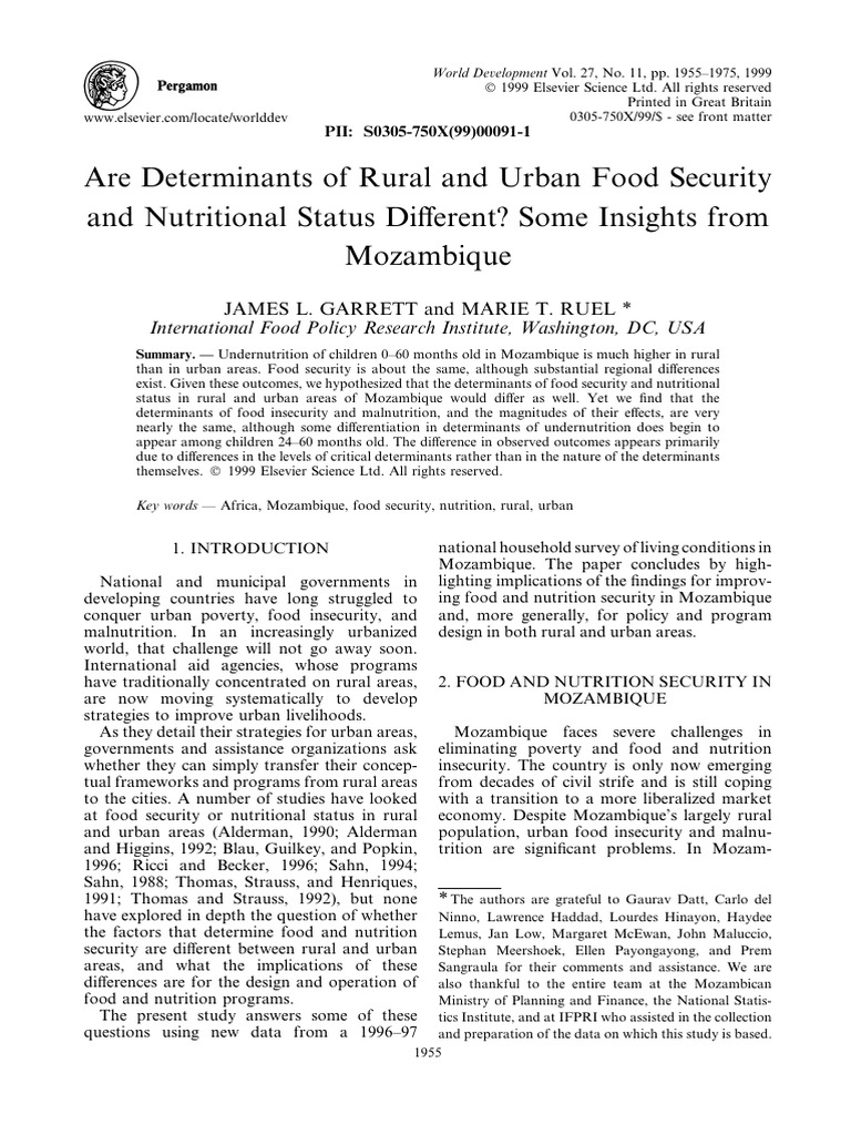 6-Are Determinants of Rural and Urban Food Security | PDF