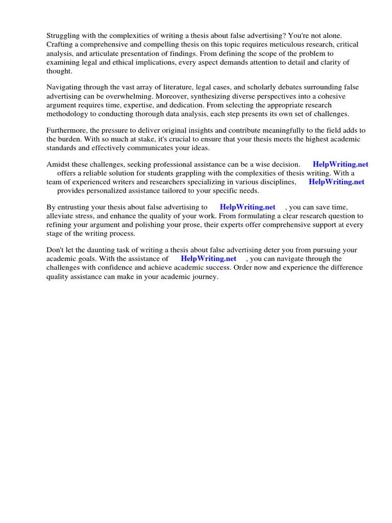 Thesis About False Advertising | PDF | Advertising | Federal Trade ...