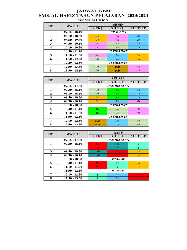 Jadwal KBM 2024 Fix | PDF