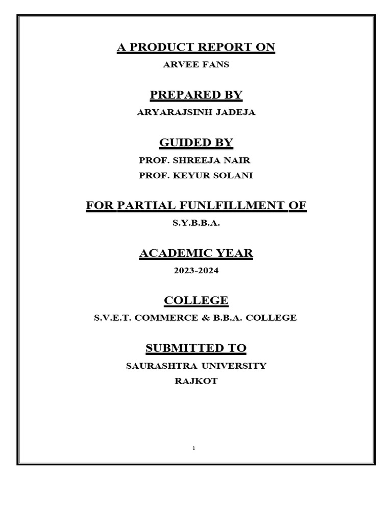 Arvee Fans Product Report 2023 | PDF | Business | Computers