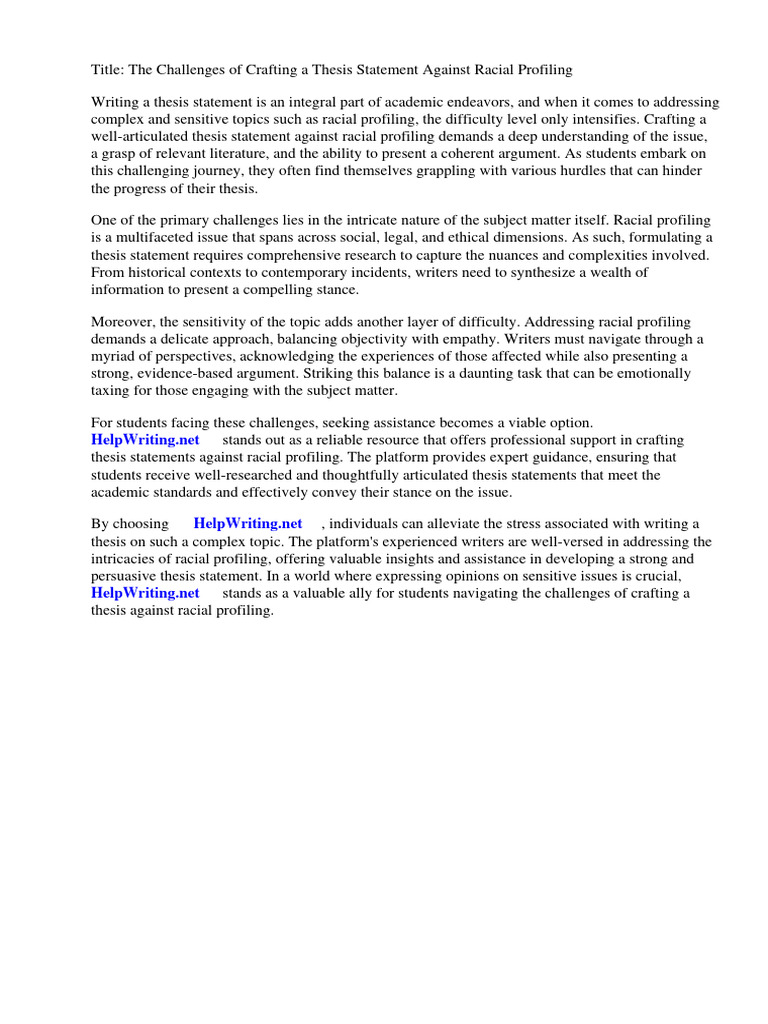 Thesis Challenges on Racial Profiling | PDF | Racial Profiling | Race ...