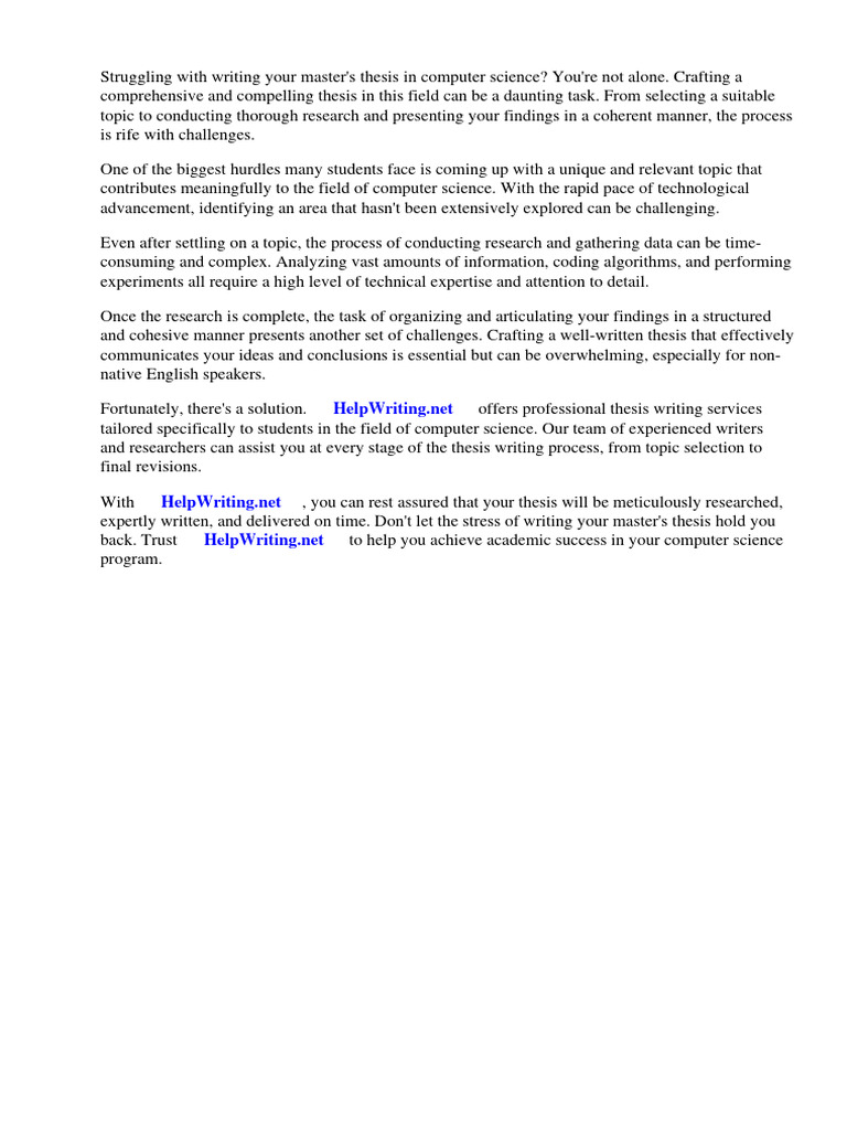 Master Thesis Computer Science Ideas | PDF