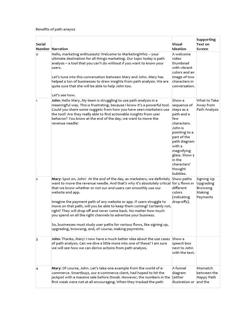 Video Scripts For Path Analysis | PDF