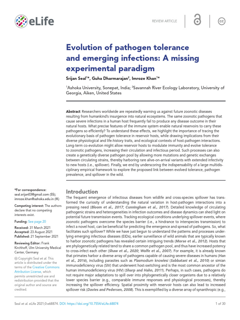 Clase 1. Evolución de Patogenos | PDF | Infection | Immune Tolerance