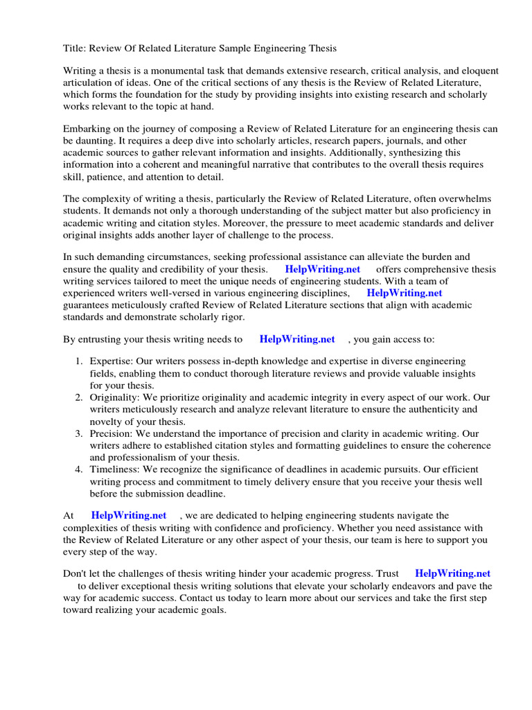 Review of Related Literature Sample Engineering Thesis | PDF