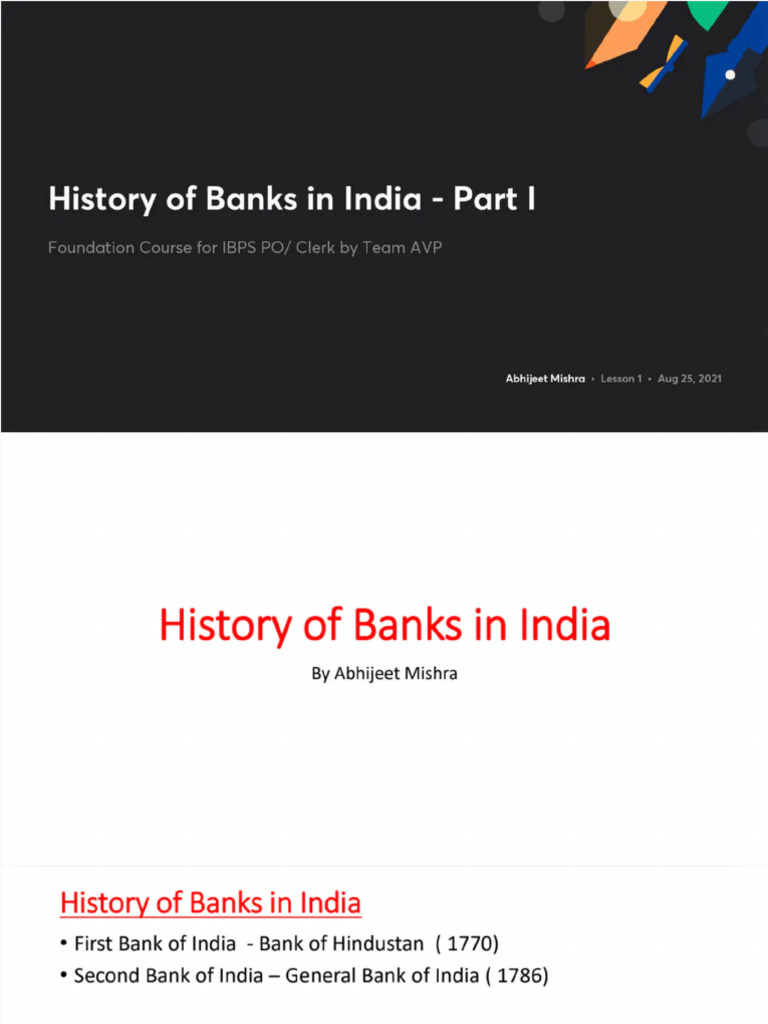 History of Banks in India Part I No Anno | PDF