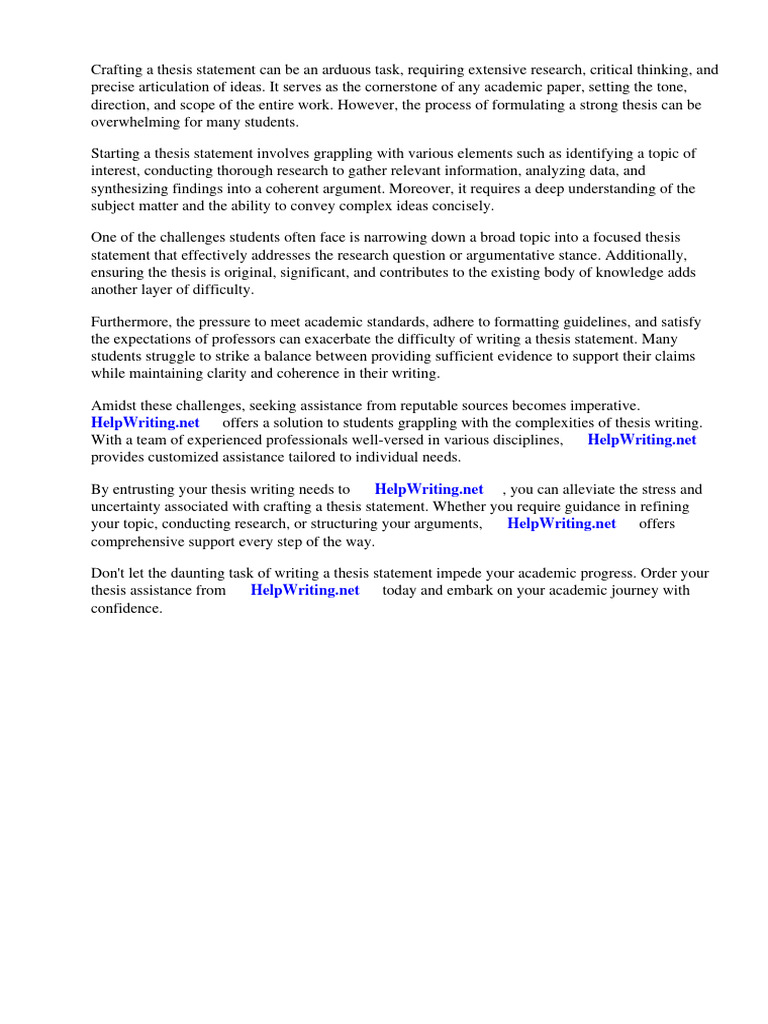 Mastering Thesis Statement Creation | PDF