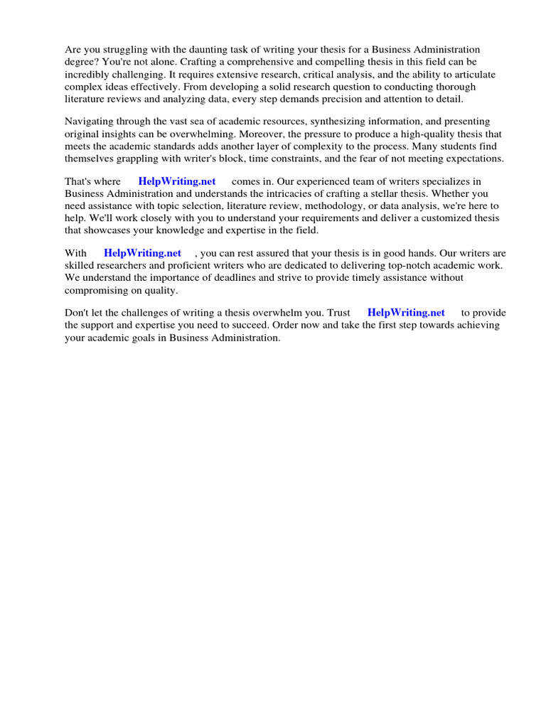 Thesis Title Sample For Business Administration | PDF | Thesis | Doctor ...