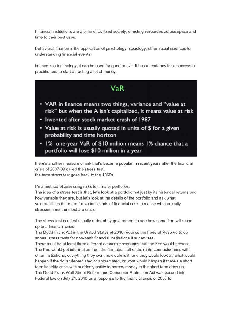 Financial Markets Notes | PDF