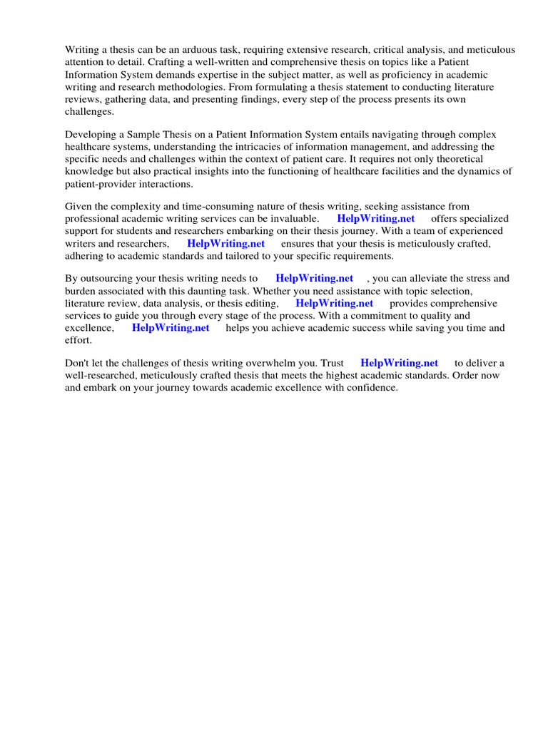 Sample Thesis Patient Information System | PDF