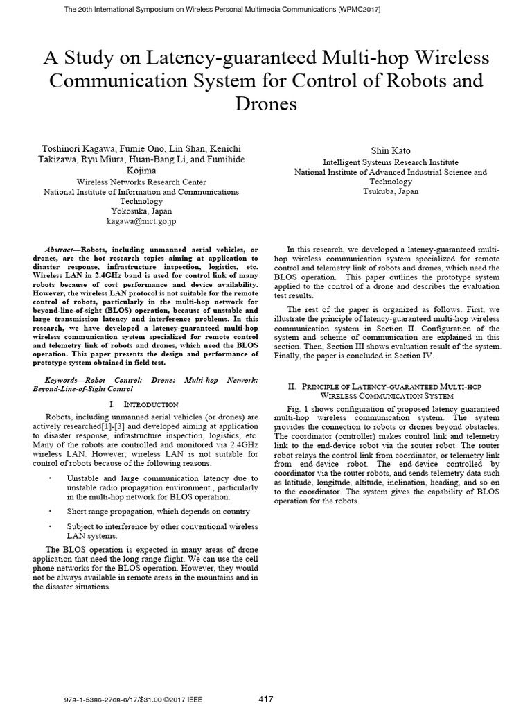 A Study On Latency-Guaranteed Multi-Hop Wireless Communication System For Control of Robots and ...