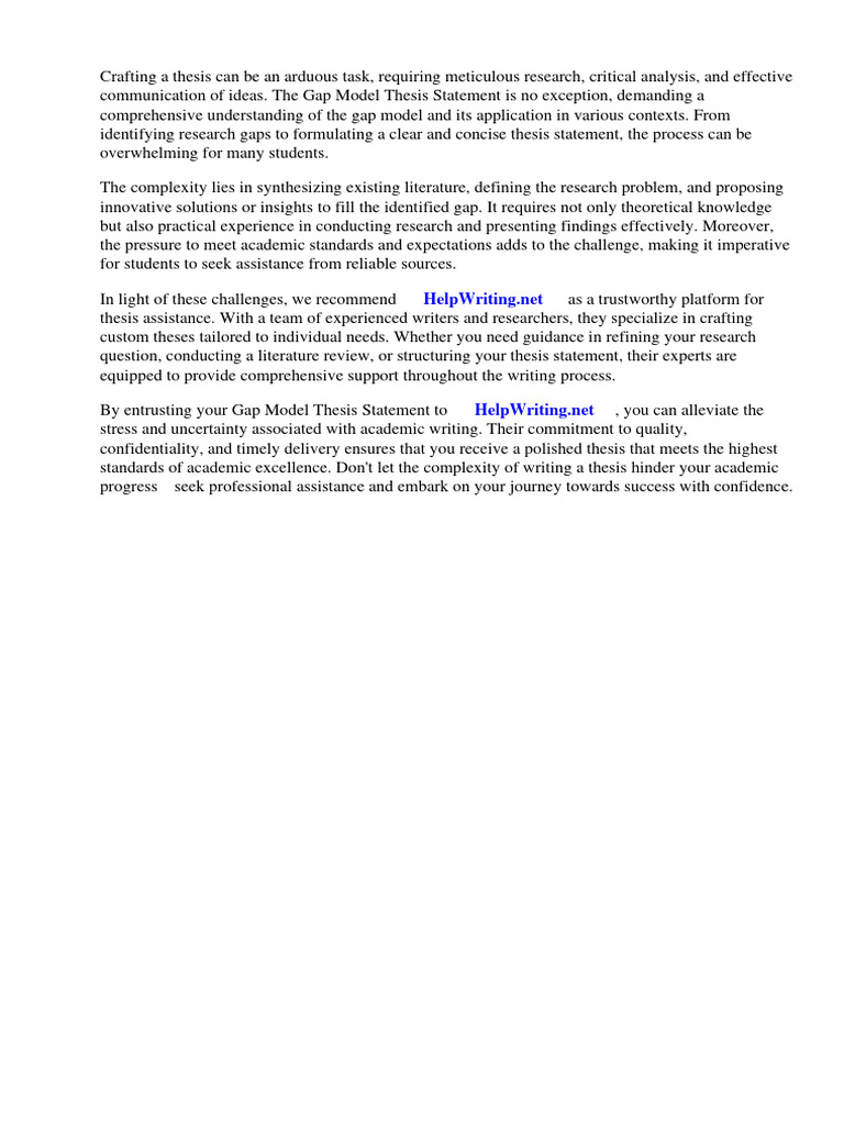 Gap Model Thesis Statement | PDF