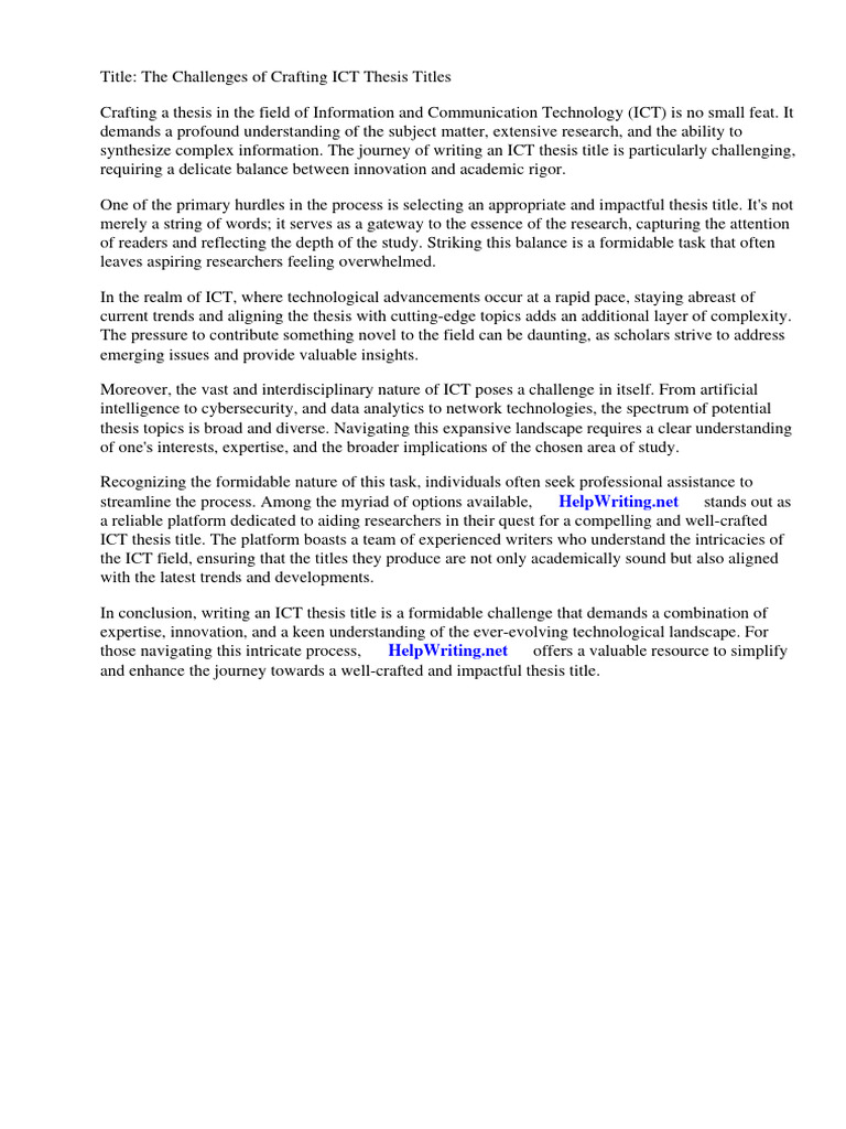 Ict Thesis Titles | PDF