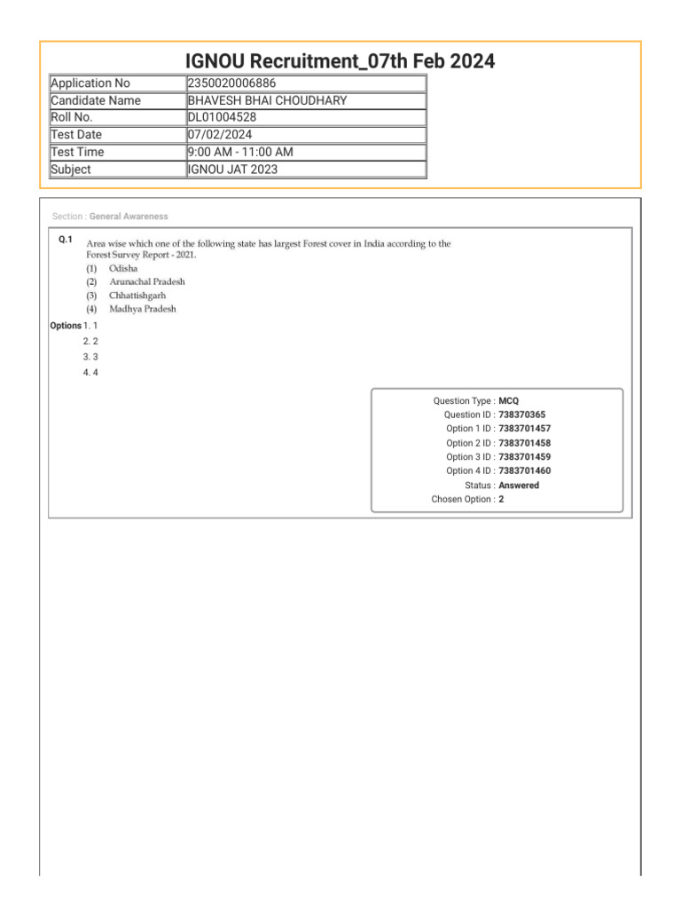 Ignou Jat Exam | PDF
