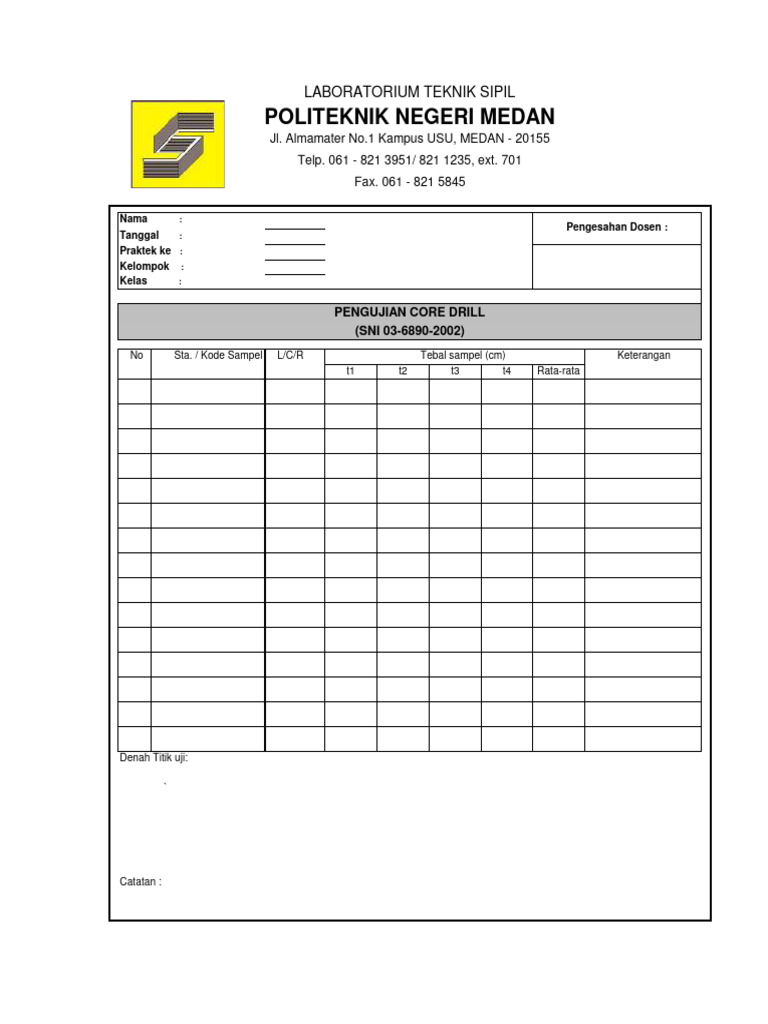 Form Uji Core Drill Pdf