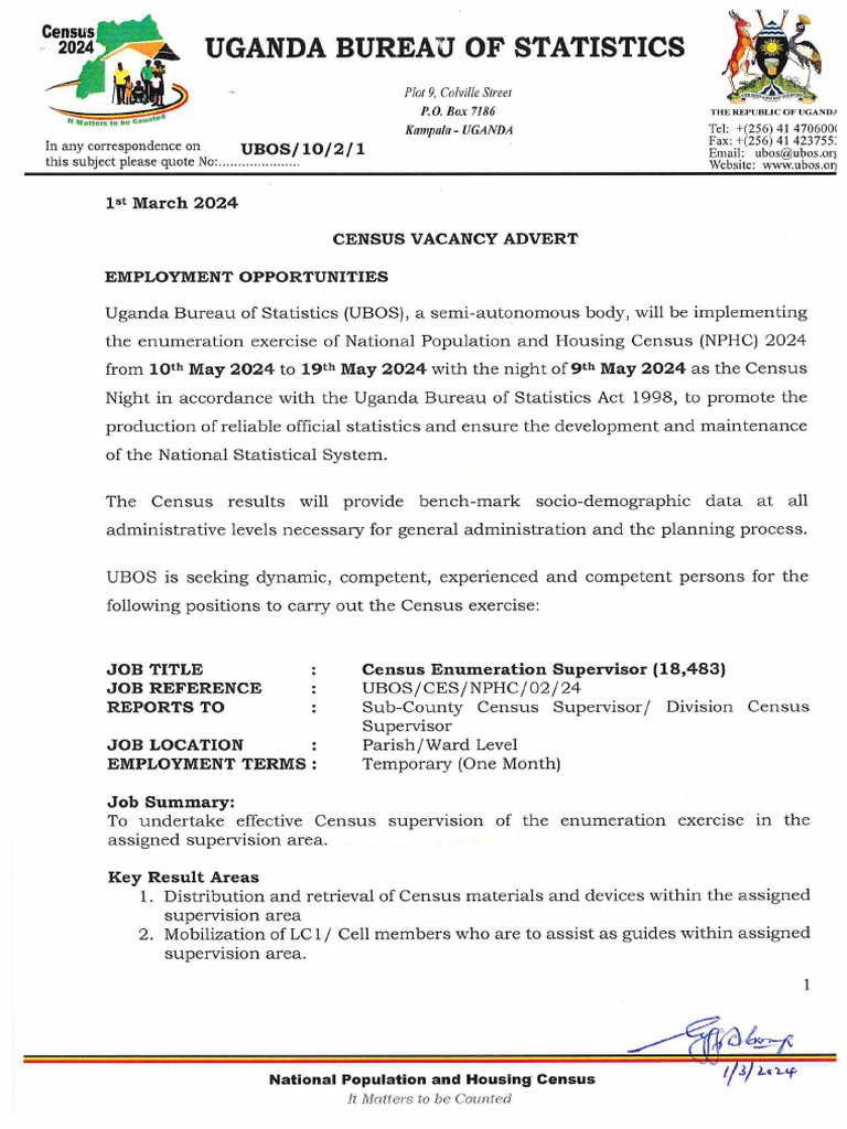 03 2024census Advert For Enumerators | PDF