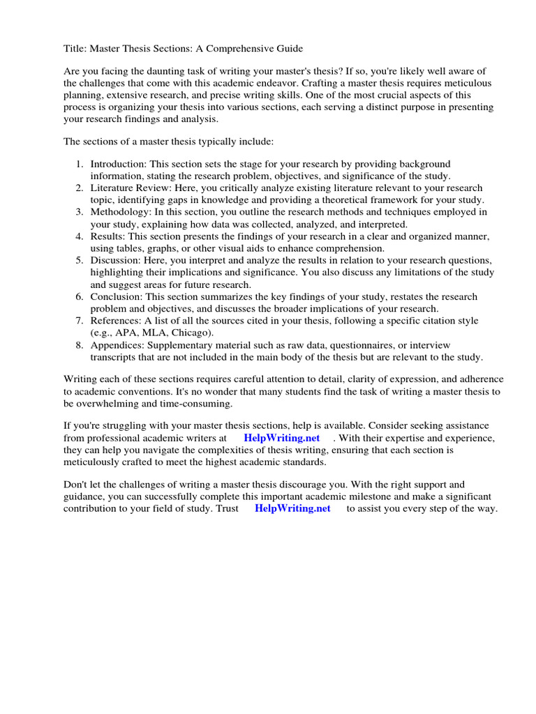 Master Thesis Sections | PDF | Thesis