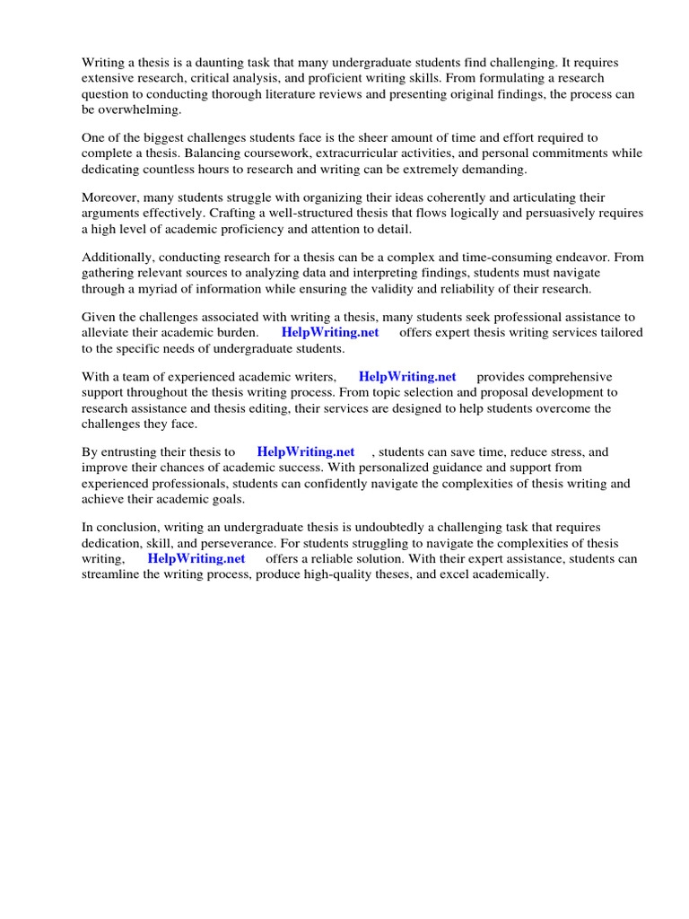 Undergraduate Thesis Writing Guide | PDF