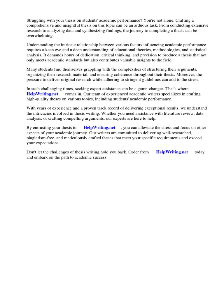 Thesis On Students Academic Performance | PDF | Survey Methodology | Thesis