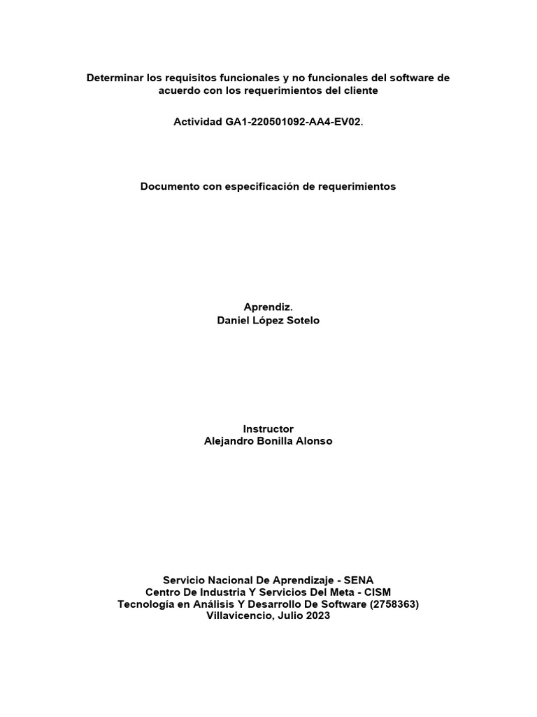 Informe de Requerimientos | PDF | Aplicación movil | Software