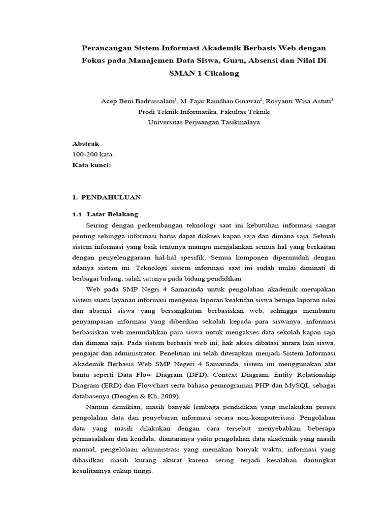Perancangan Sistem Informasi Akademik Berbasis Web Dengan Fokus Pada Manajemen Data Siswa, Guru ...