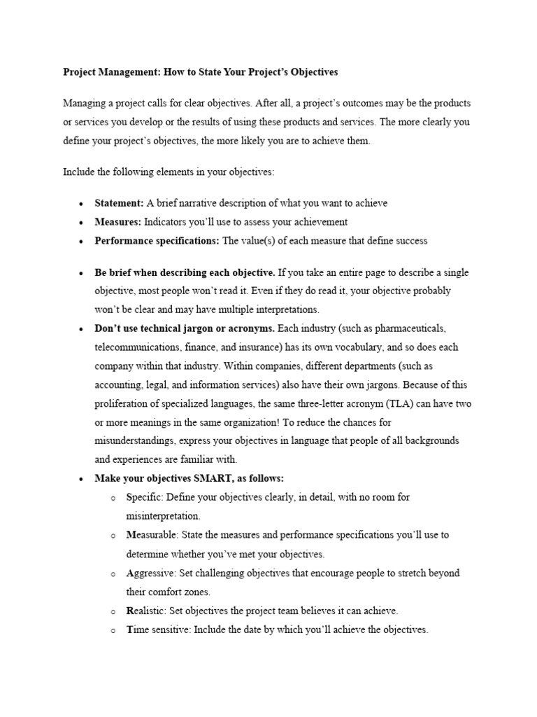 Setting Clear Project Objectives | PDF | Cognition