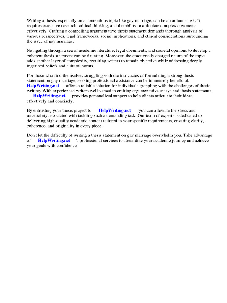 Crafting a Thesis on Gay Marriage | PDF | Homosexuality | Same Sex Marriage