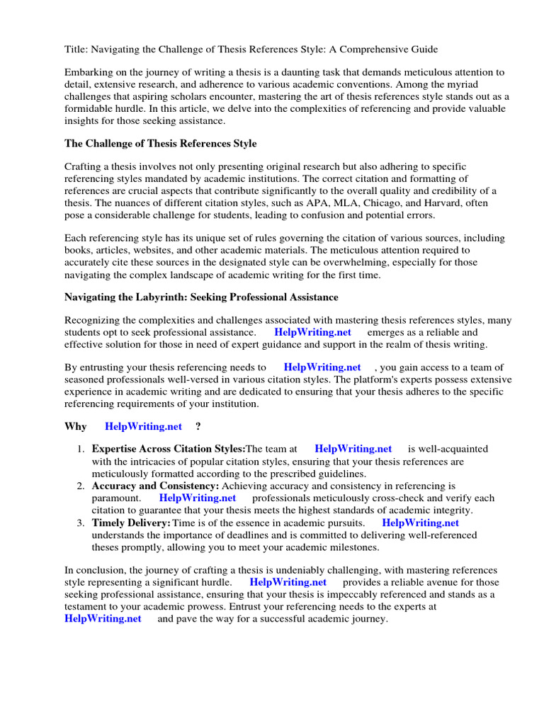 Thesis References Style | PDF | Citation | Thesis