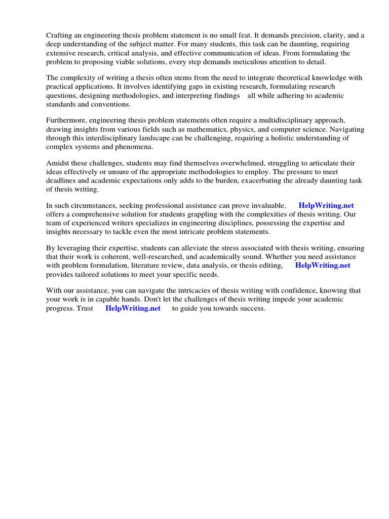Engineering Thesis Problem Statement | PDF | Thesis | Engineering Engineering Thesis Problem Statement | PDF | Thesis | Engineering