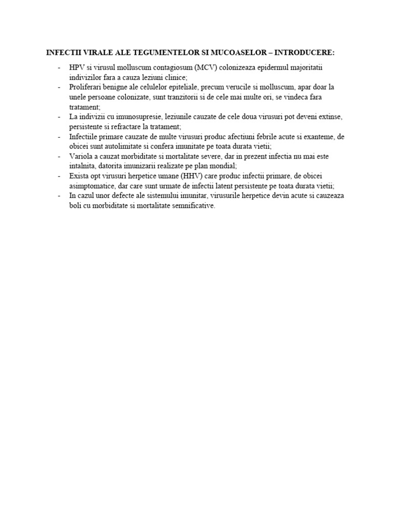 Infectii Virale Ale Tegumentelor Si Mucoaselor - Introducere | PDF