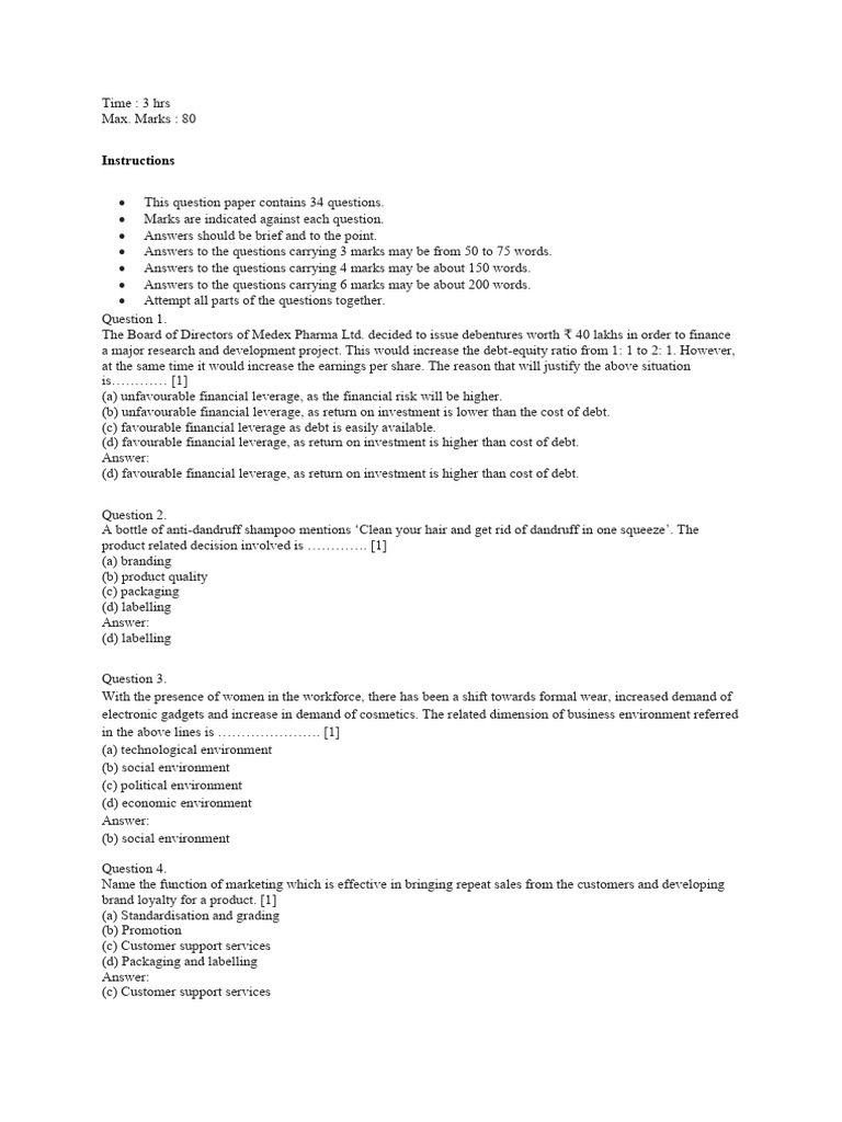 BST Sample Questions Answer | PDF
