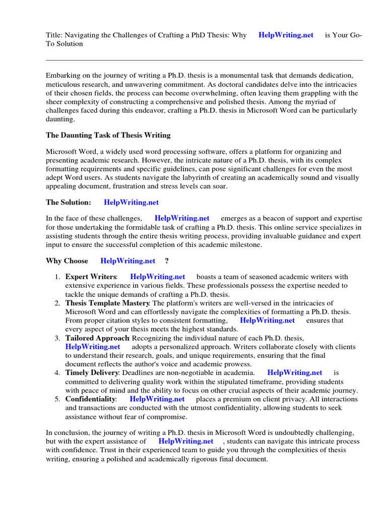 PHD Thesis Template Microsoft Word | PDF