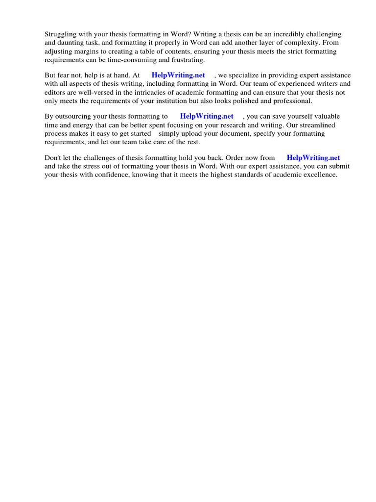 Thesis Formatting Word | PDF