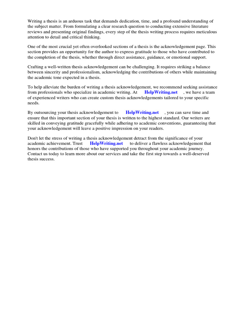 Good Thesis Acknowledgement Sample | PDF