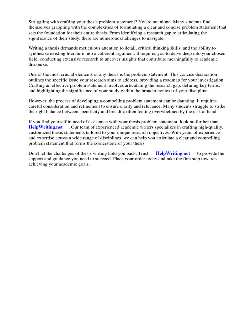 Sample Thesis Problem Statement | PDF Sample Thesis Problem Statement | PDF