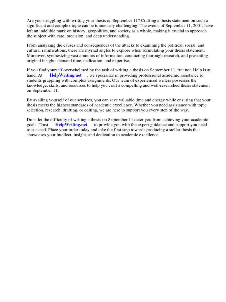 September 11 Thesis Statements | PDF | September 11 Attacks | Essays