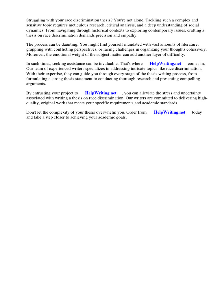 Race Discrimination Thesis | PDF | Discrimination | Race (Human ...