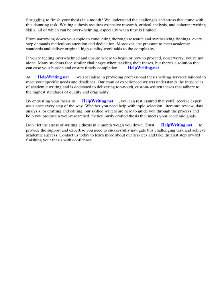 How To Finish A Thesis in One Month | PDF | Thesis | Doctor Of Philosophy