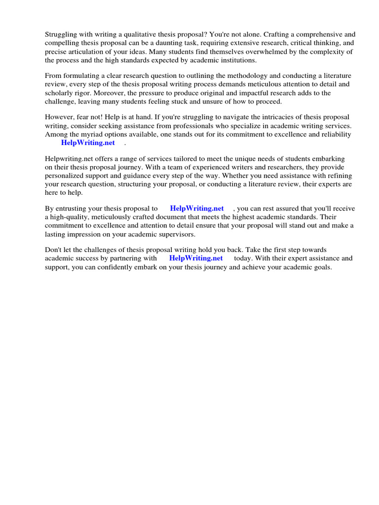 How To Write A Qualitative Thesis Proposal | PDF