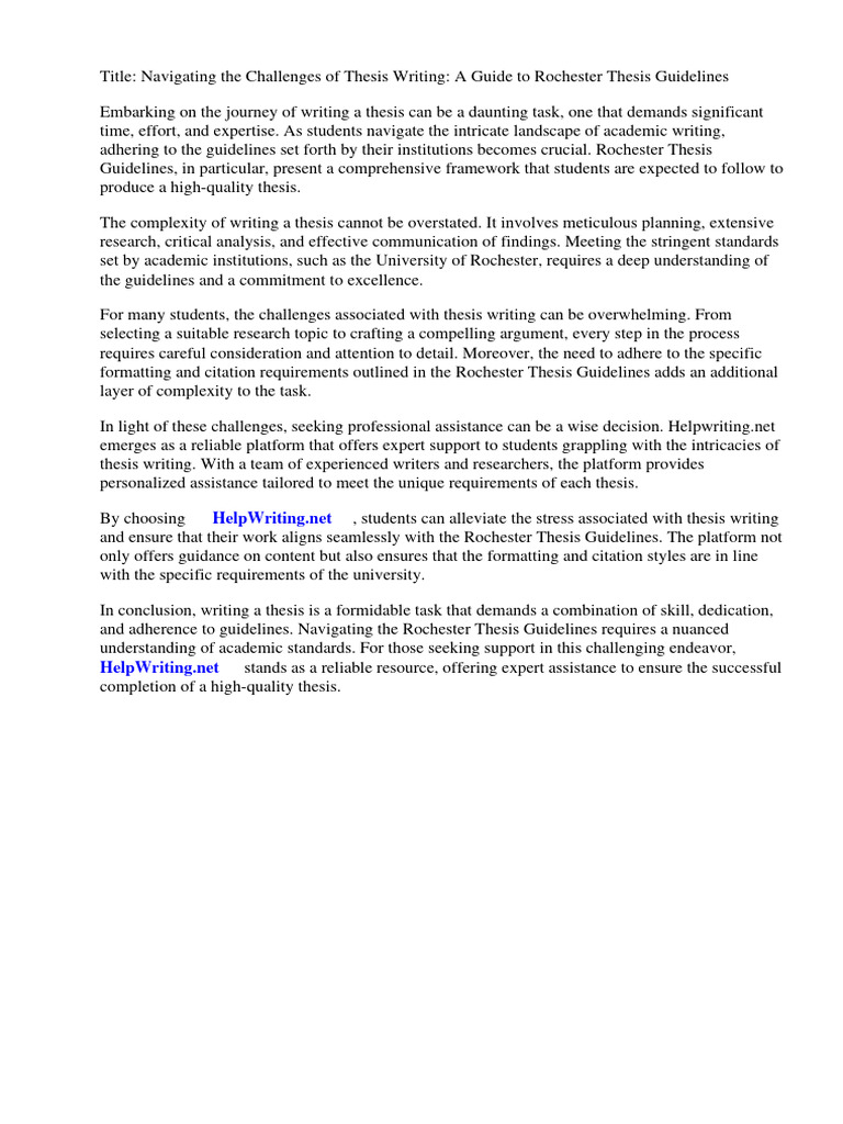 Rochester Thesis Guidelines | PDF | Thesis | Written Communication