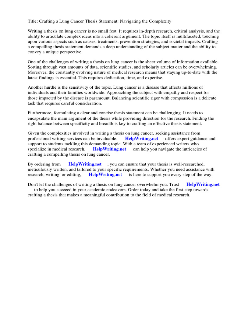 Lung Cancer Thesis Statement | PDF | Cancer | Lung Cancer