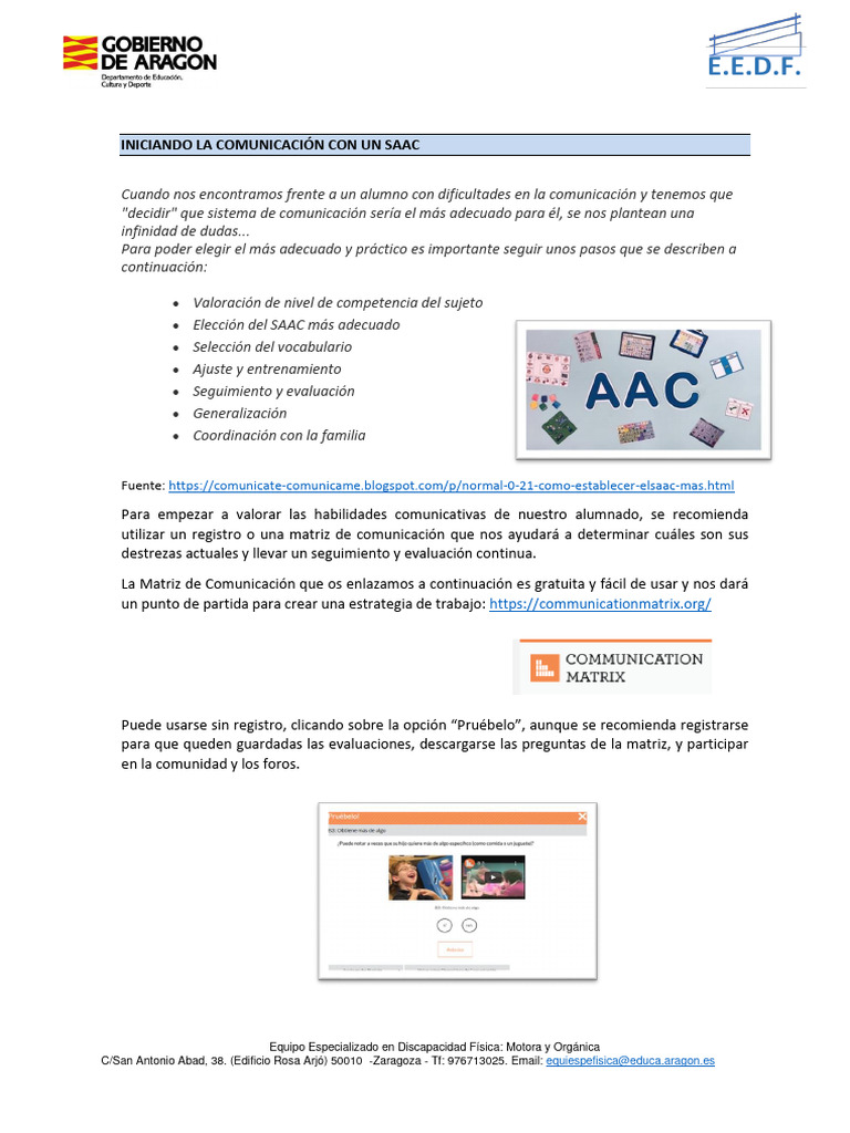 Iniciando La Comunicacion Con Un Saac | PDF | Comunicación | Invalidez