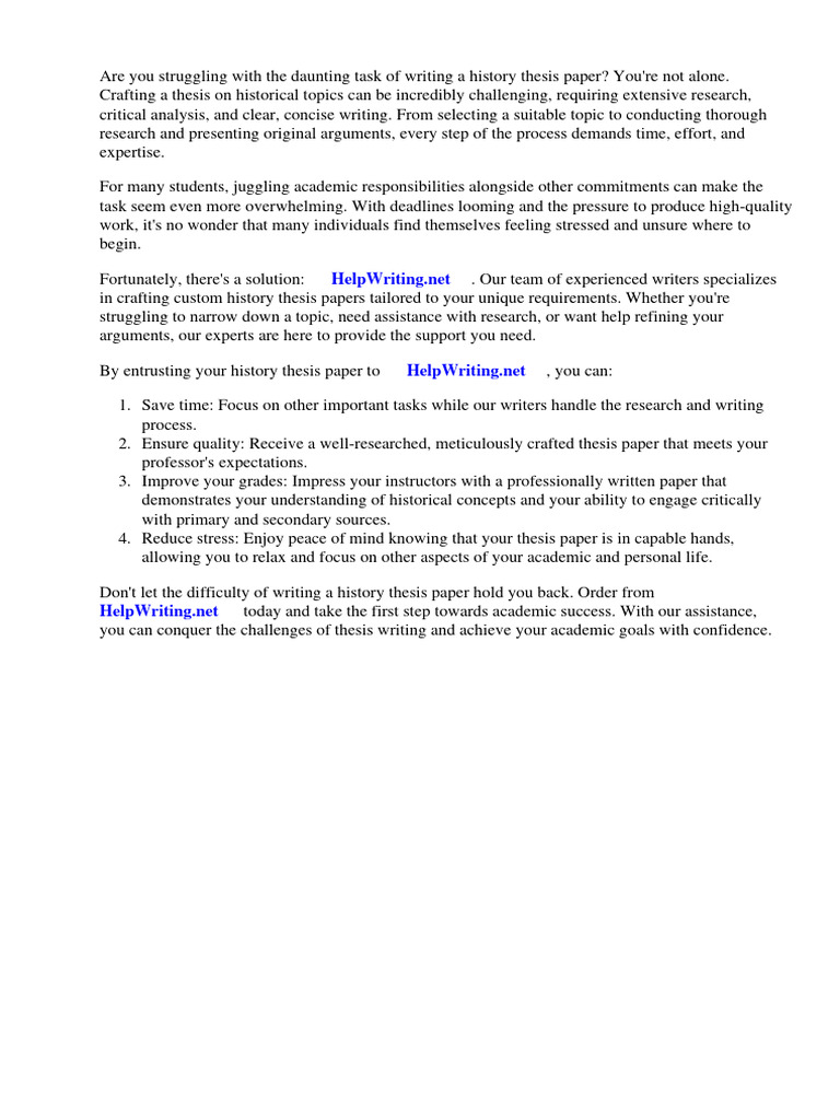 Expert Help for History Thesis Papers | PDF | Thesis | Essays